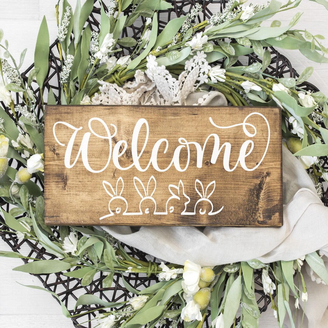 Welcome Bunny Rabbit ~ Wooden Sign, Porch Sign, Outdoor Sign, Custom ...