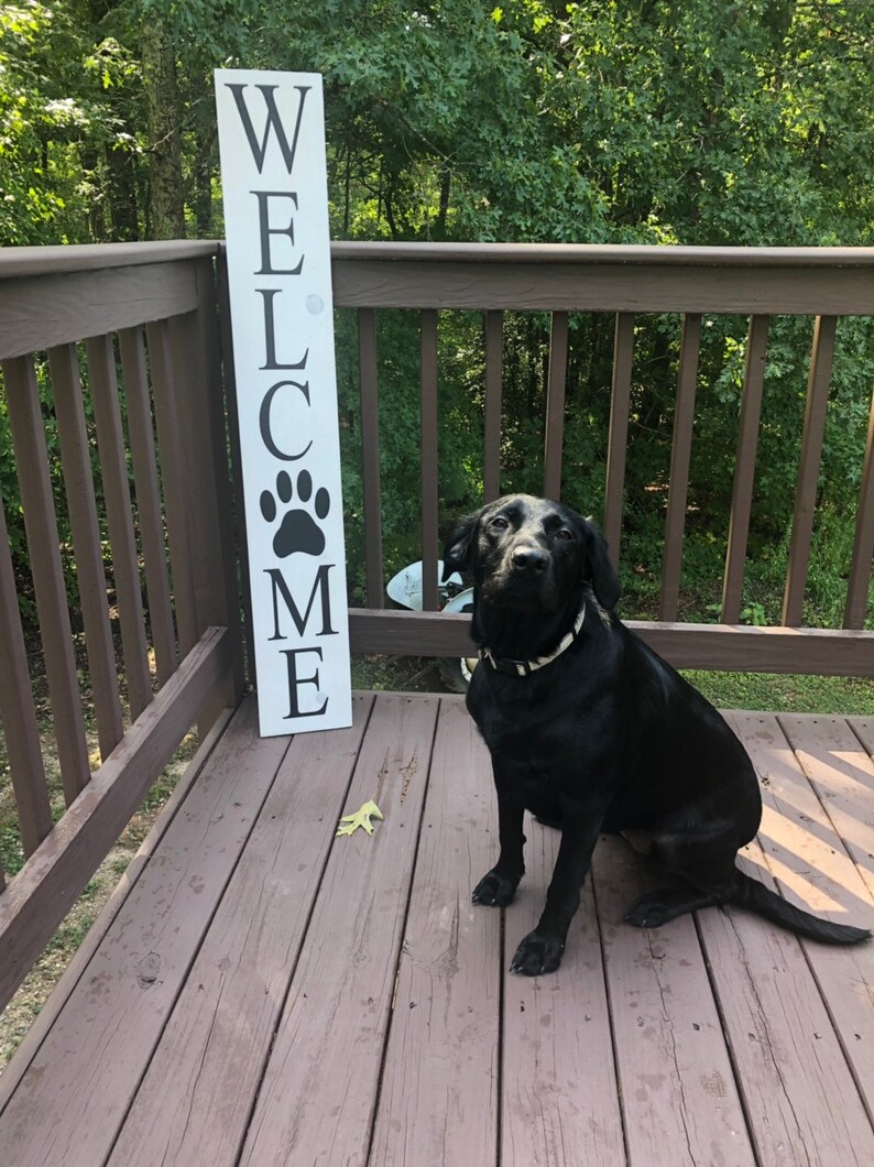 Welcome With Pawprints Wooden Sign - Etsy