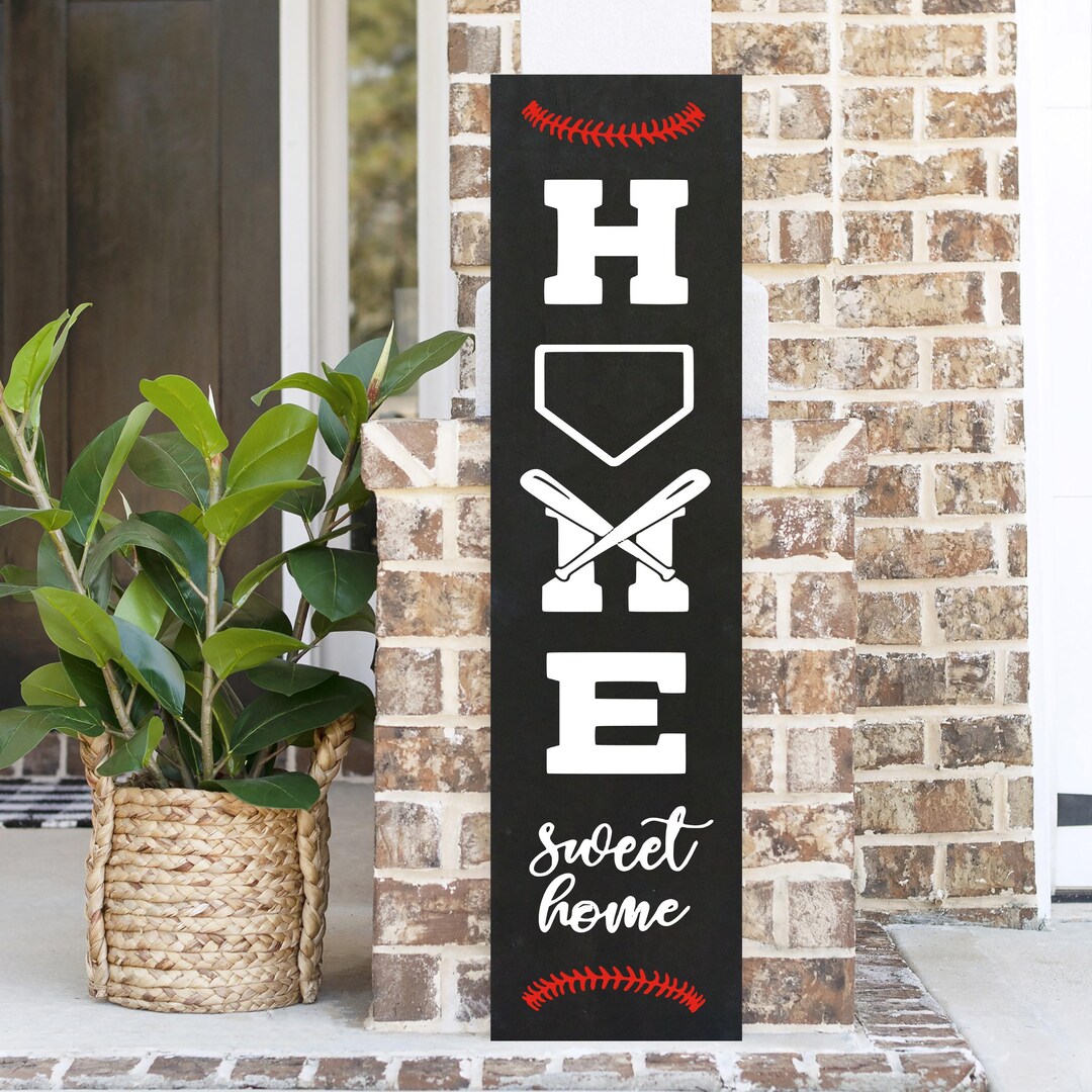 Home Sweet Home Baseball Porch Sign ~ Wooden Porch Sign, Custom Porch ...