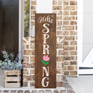 Hello Spring Tulip ~ Wooden Sign, Porch Sign, Outdoor Sign, Custom ...