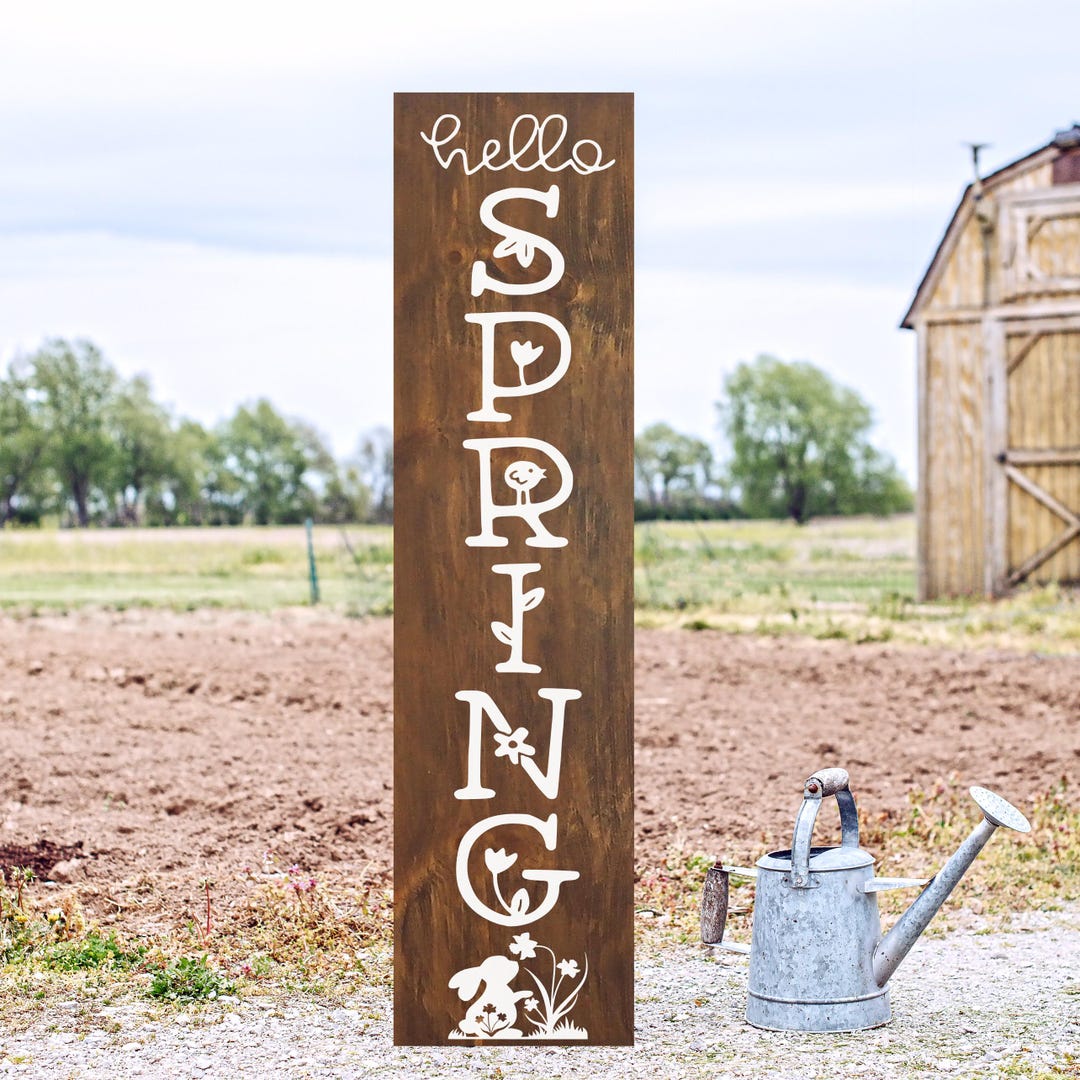 Hello Spring Bunny ~ Wooden Sign, Porch Sign, Outdoor Sign, Custom ...