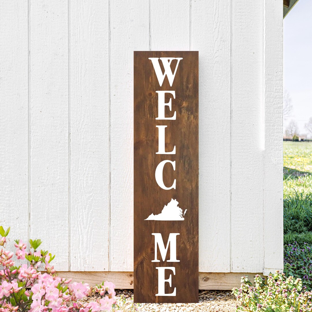 Custom State Welcome Porch Sign ~ Wooden Porch Sign, Custom Porch Sign ...