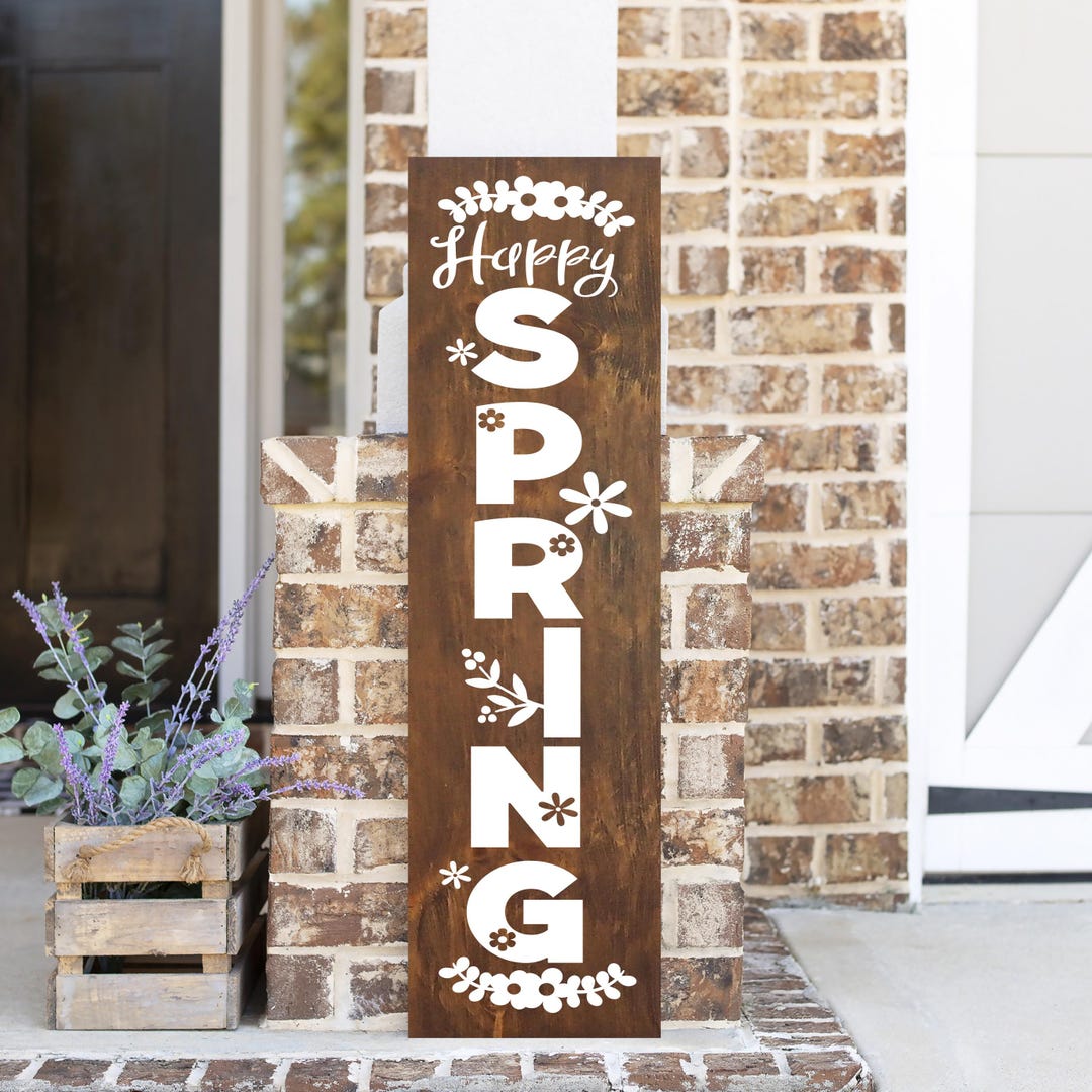 Happy Spring ~ Wooden Sign, Porch Sign, Outdoor Sign, Custom Porch Sign ...