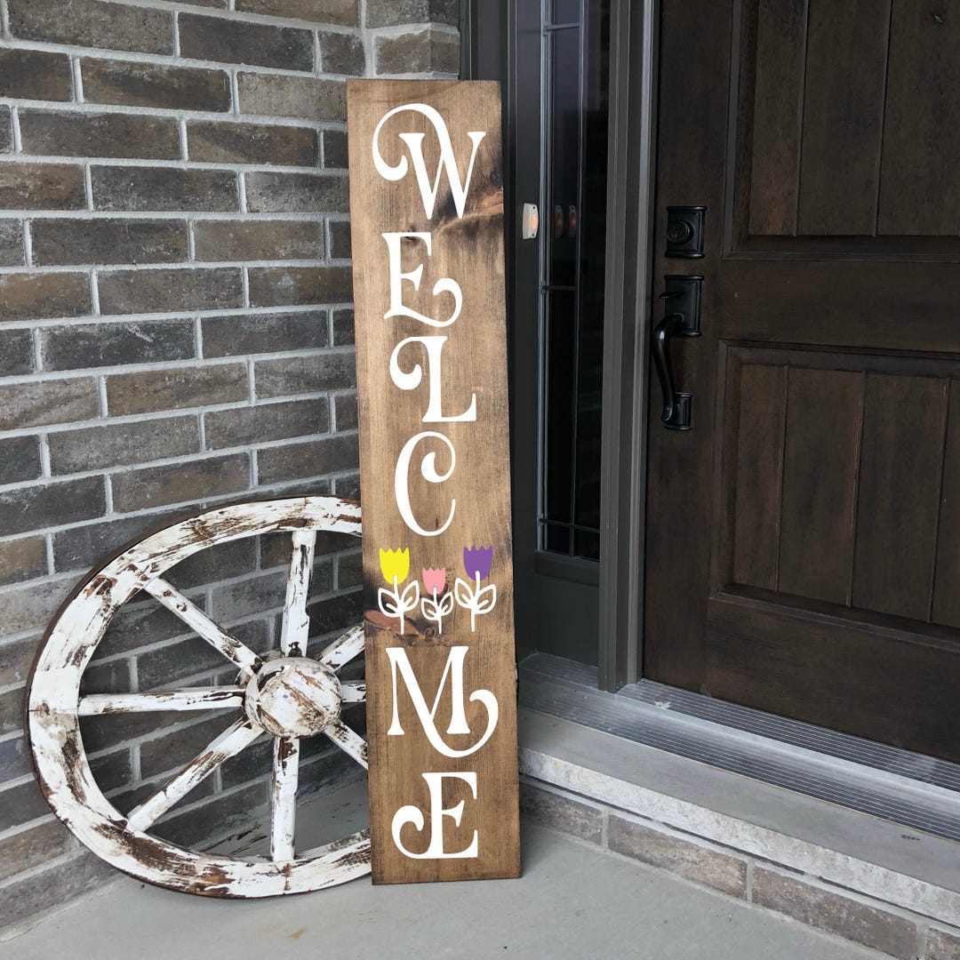 Welcome Tulip Porch Sign ~ Wooden Sign, Porch Sign, Outdoor Sign ...