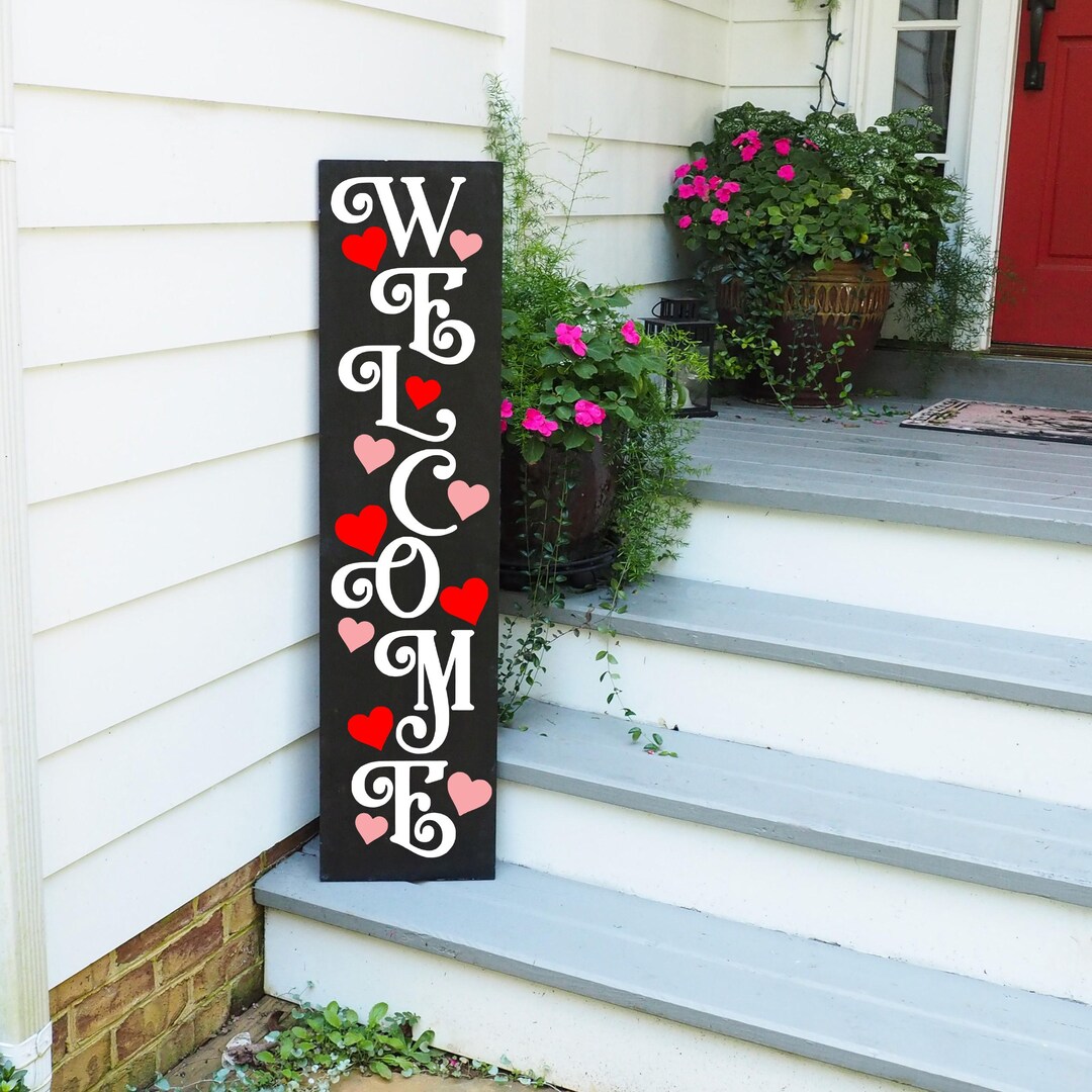Welcome Valentine Wooden Sign ~ Entryway Sign, Wooden Porch Sign ...