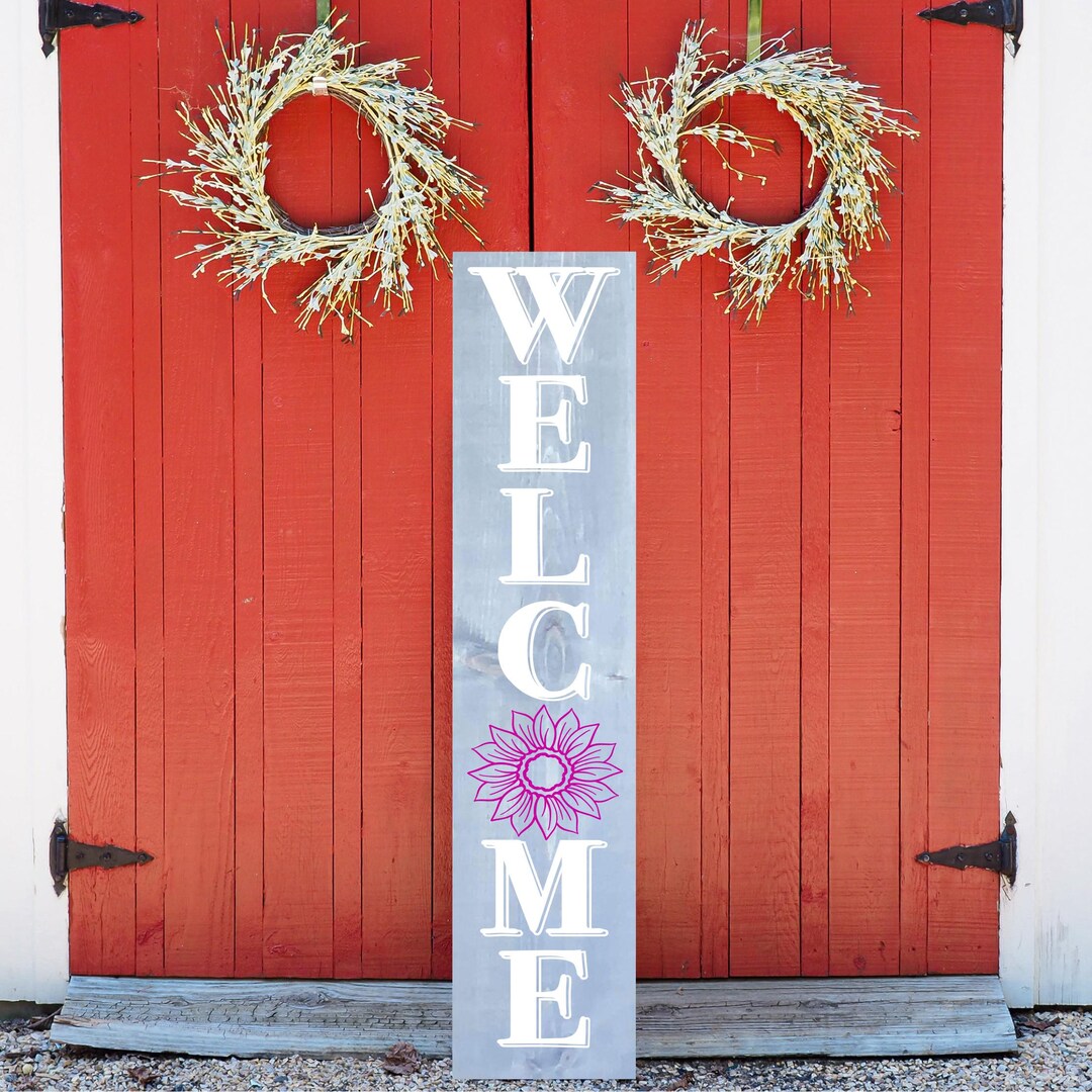 Welcome Flower Sign ~ Wooden Sign, Porch Sign, Outdoor Sign, Custom ...