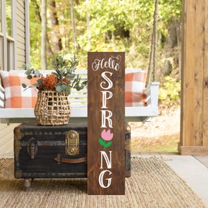 Hello Spring Tulip ~ Wooden Sign, Porch Sign, Outdoor Sign, Custom ...