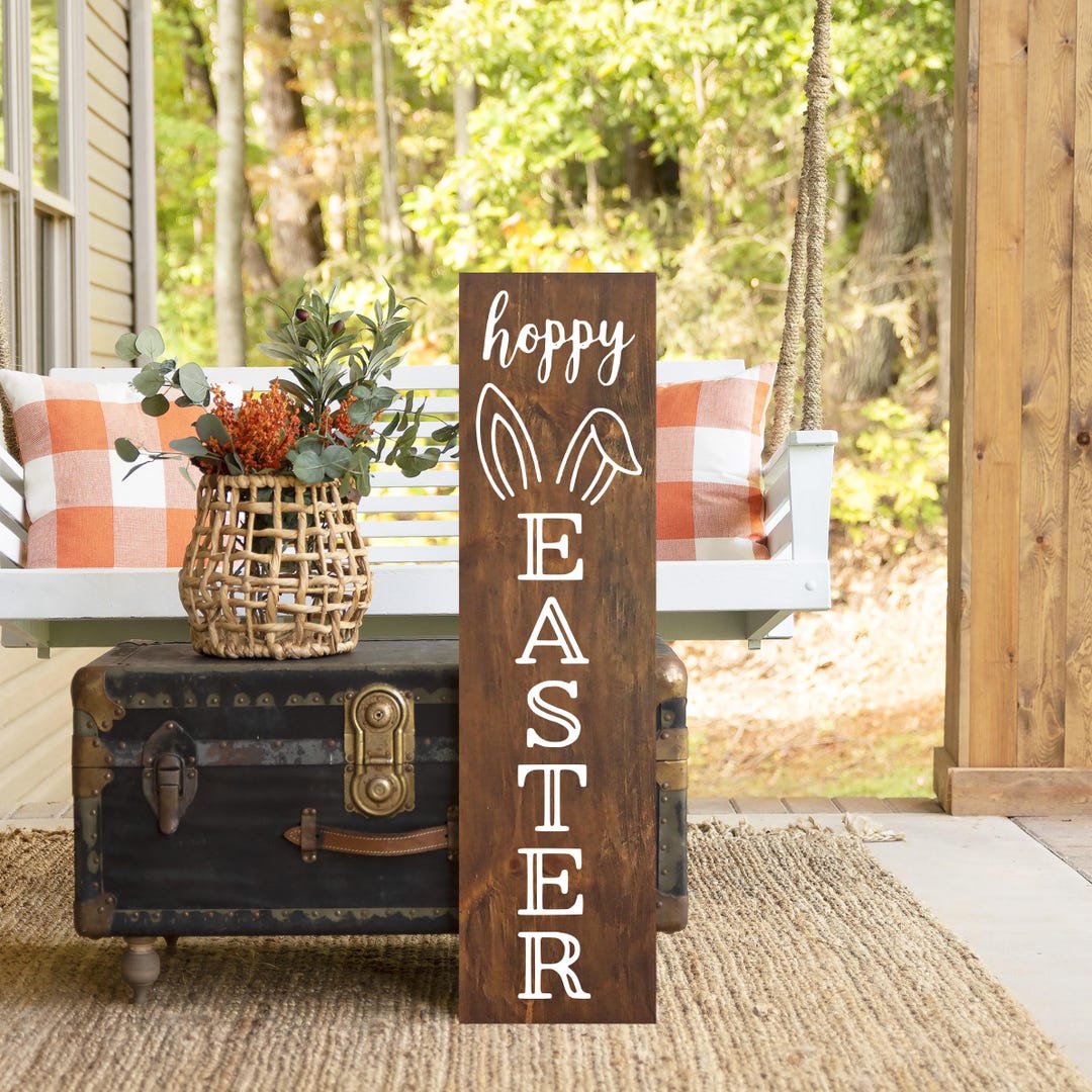 Hoppy Easter Bunny ~ Wooden Sign, Porch Sign, Outdoor Sign, Custom ...