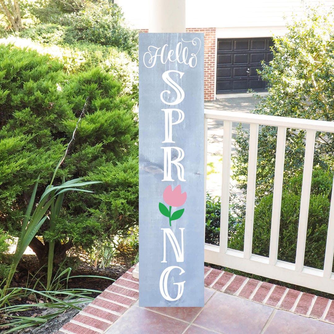 Hello Spring Tulip ~ Wooden Sign, Porch Sign, Outdoor Sign, Custom ...