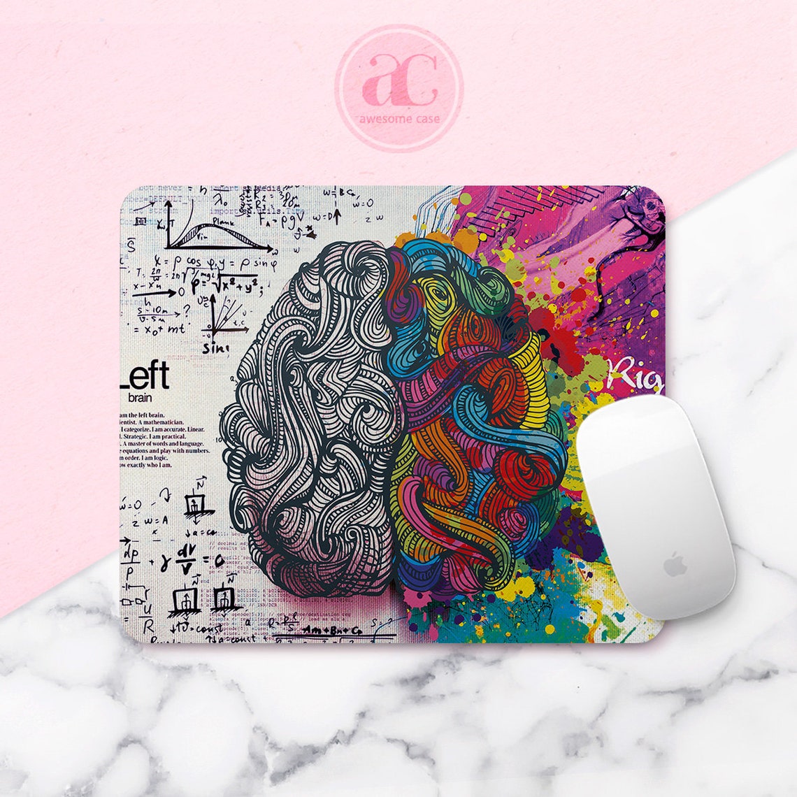 Mouse Pad Brain Home Office Decor Mouse Round Pad Gift for | Etsy