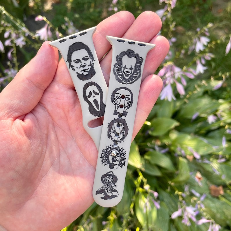 Horror Movie Villains Laser Engraved Silicone Apple Watch Band Series 3 ...