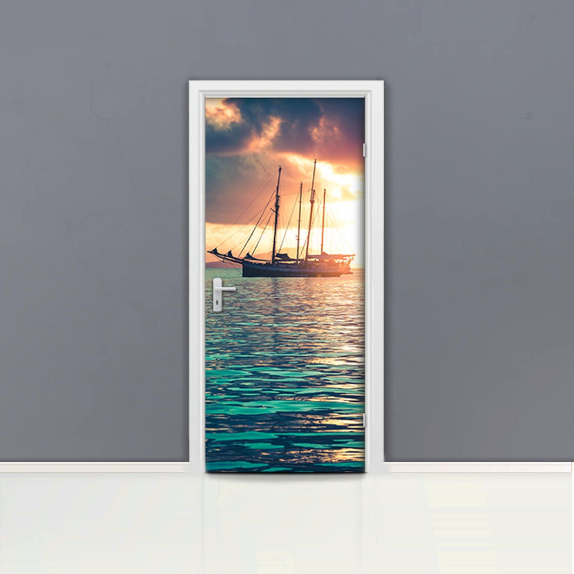 Ship on the Ocean Door Mural Self Adhesive Door Wrap - Etsy