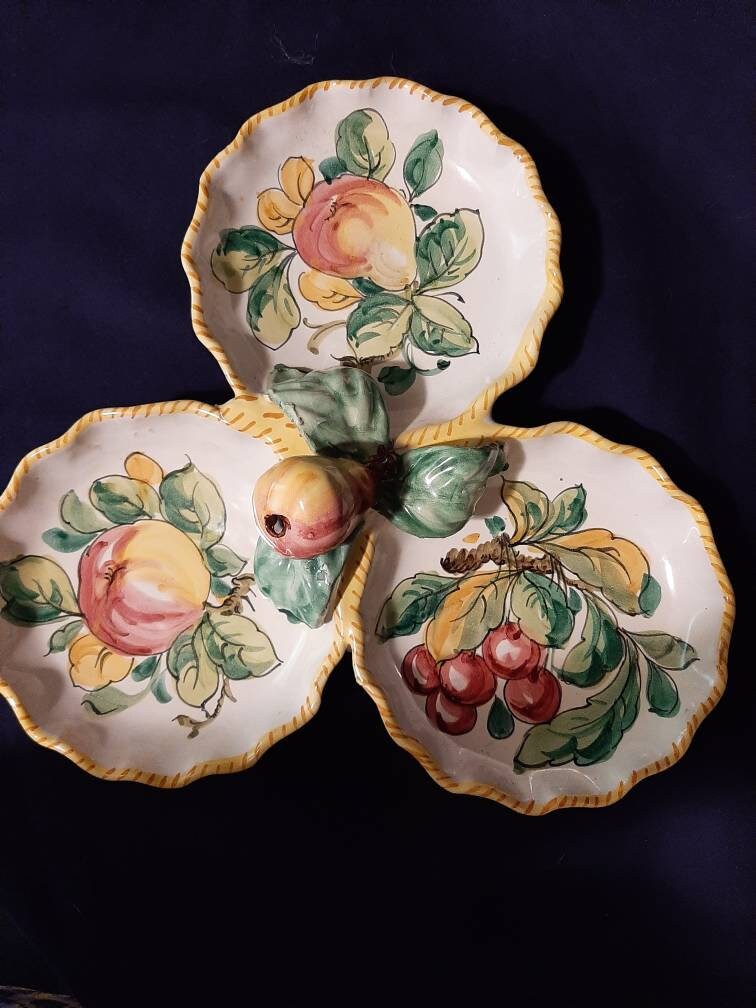 Vintage Clay Italian Three-section Serving Dish MADE IN ITALY Hand ...