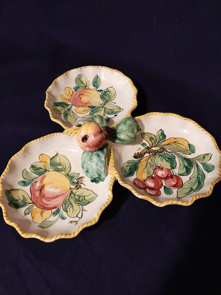 Vintage Clay Italian Three-section Serving Dish MADE IN ITALY Hand ...