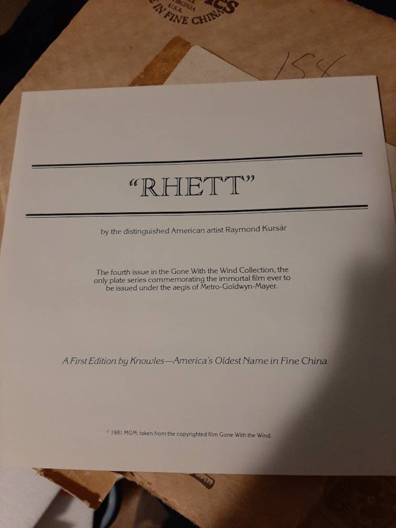 1981 Rhett Butler Collector Plate Bradford Exchange Edwin M. - Etsy