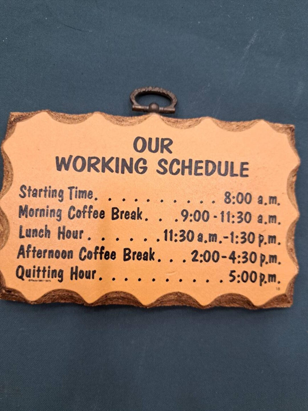 Vintage "our Working Schedule" Paula's Wooden Mottos Plaque 1970's Made ...