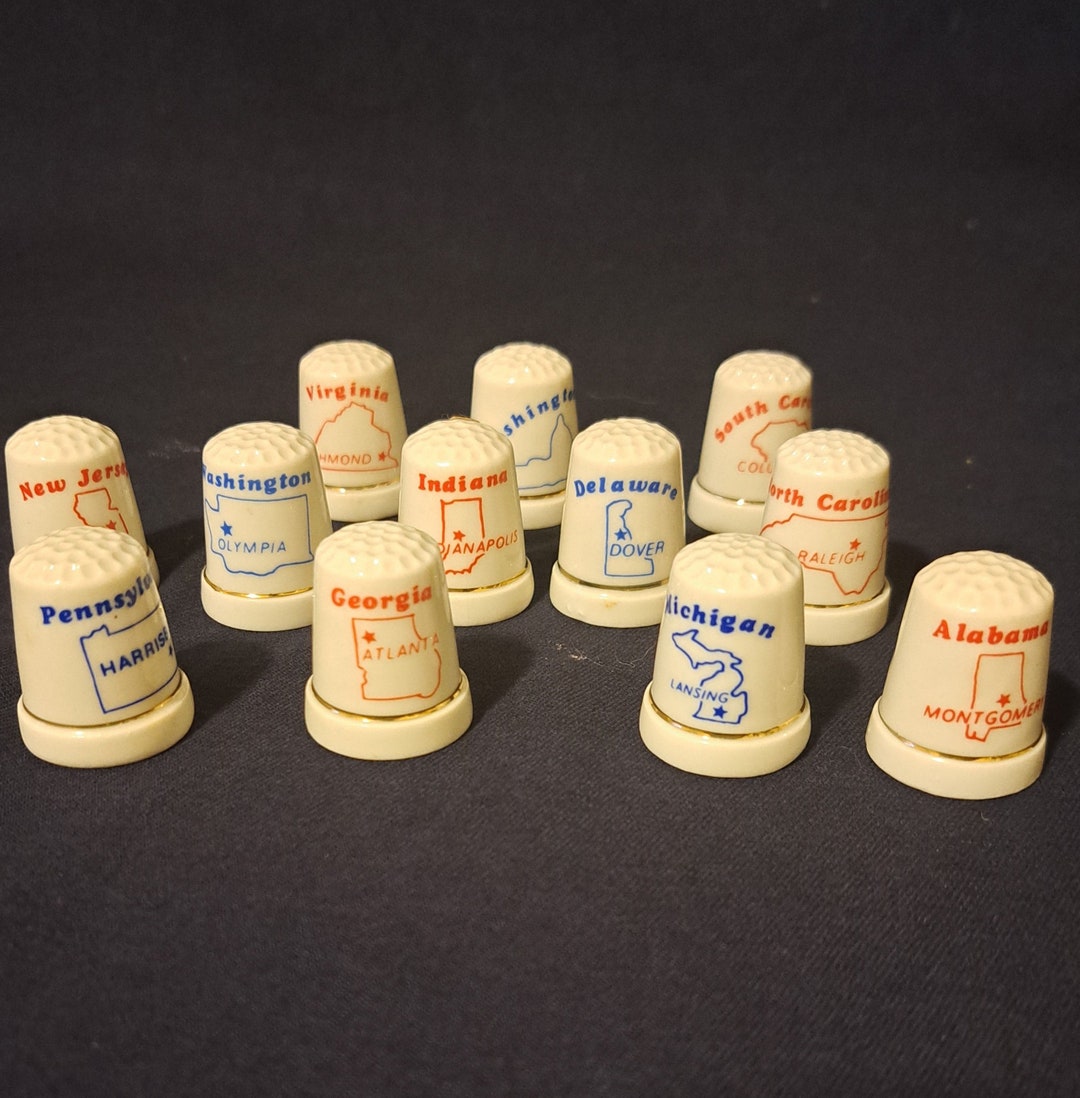 12 Vintage State Thimbles Made in Taiwan - Etsy