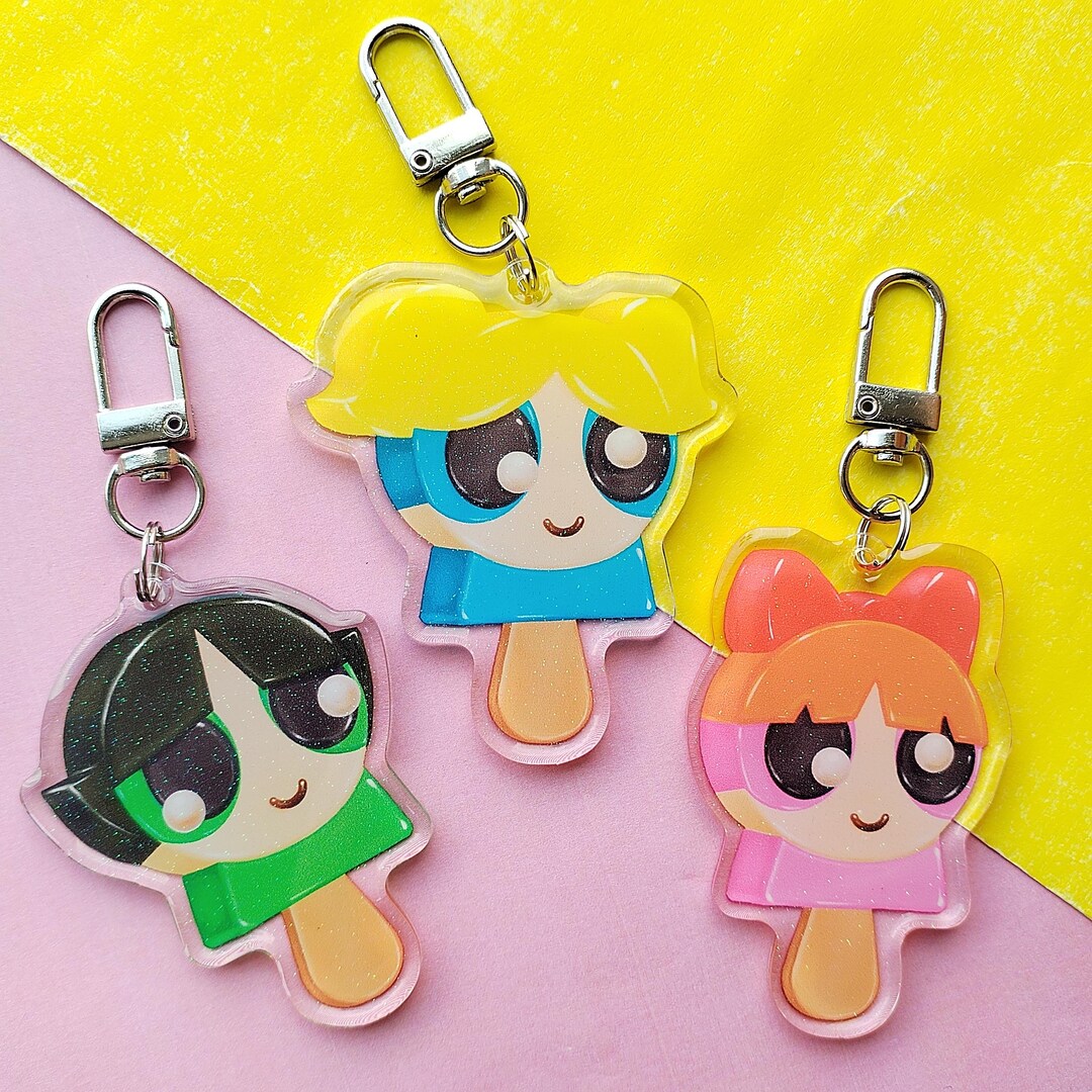 Glittery 90's Nostalgia Ice Cream Keychains, 2.5 Inch Double-sided ...