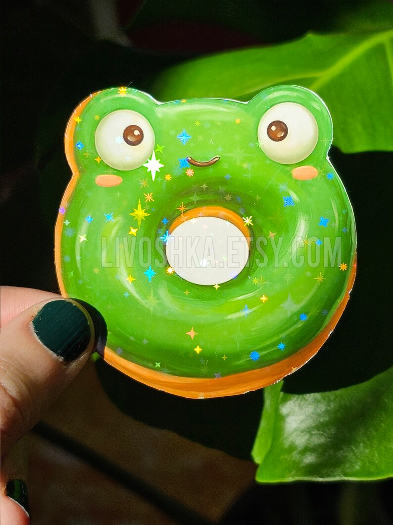 Holographic Frog Donut Sticker Anime Sticker Cute Frog Art - Etsy
