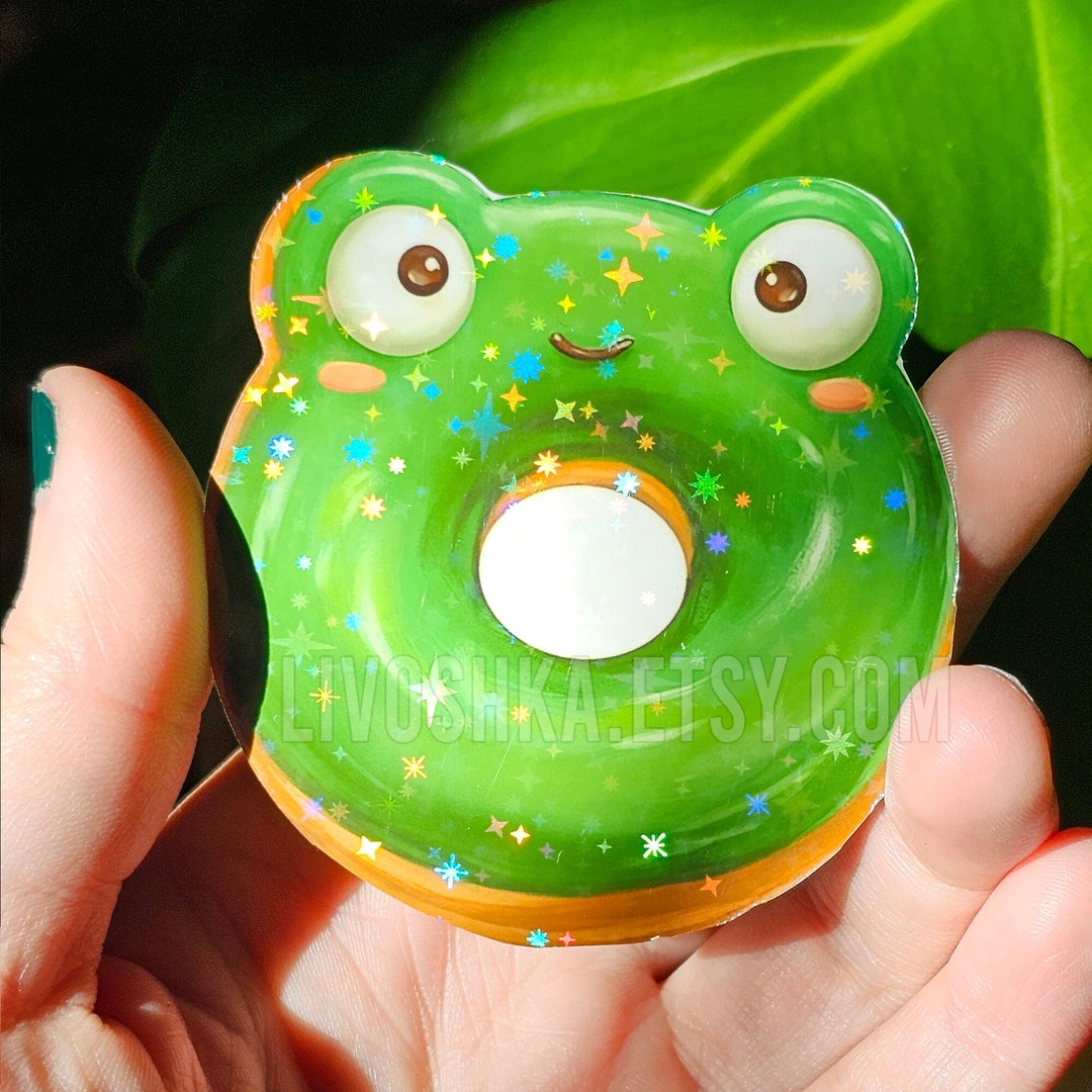Holographic Frog Donut Sticker Anime Sticker Cute Frog Art - Etsy