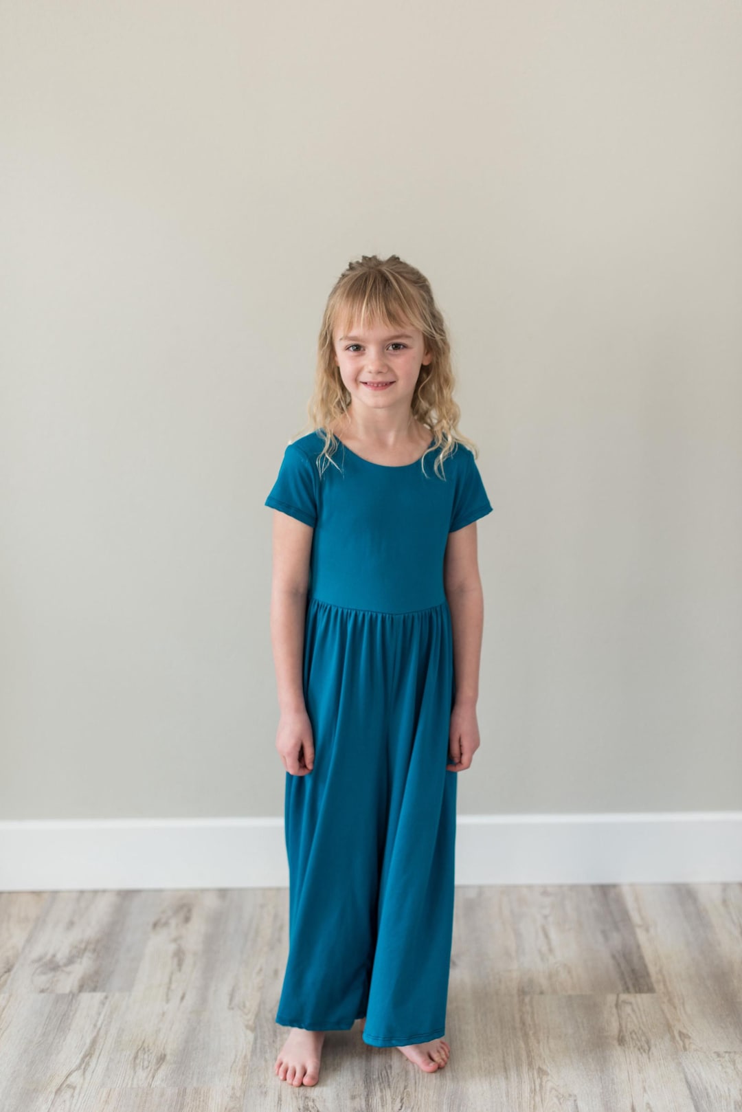 Teal Little Girls Romper-christmas, Fall Outfit-jumpsuit-maxi Length ...