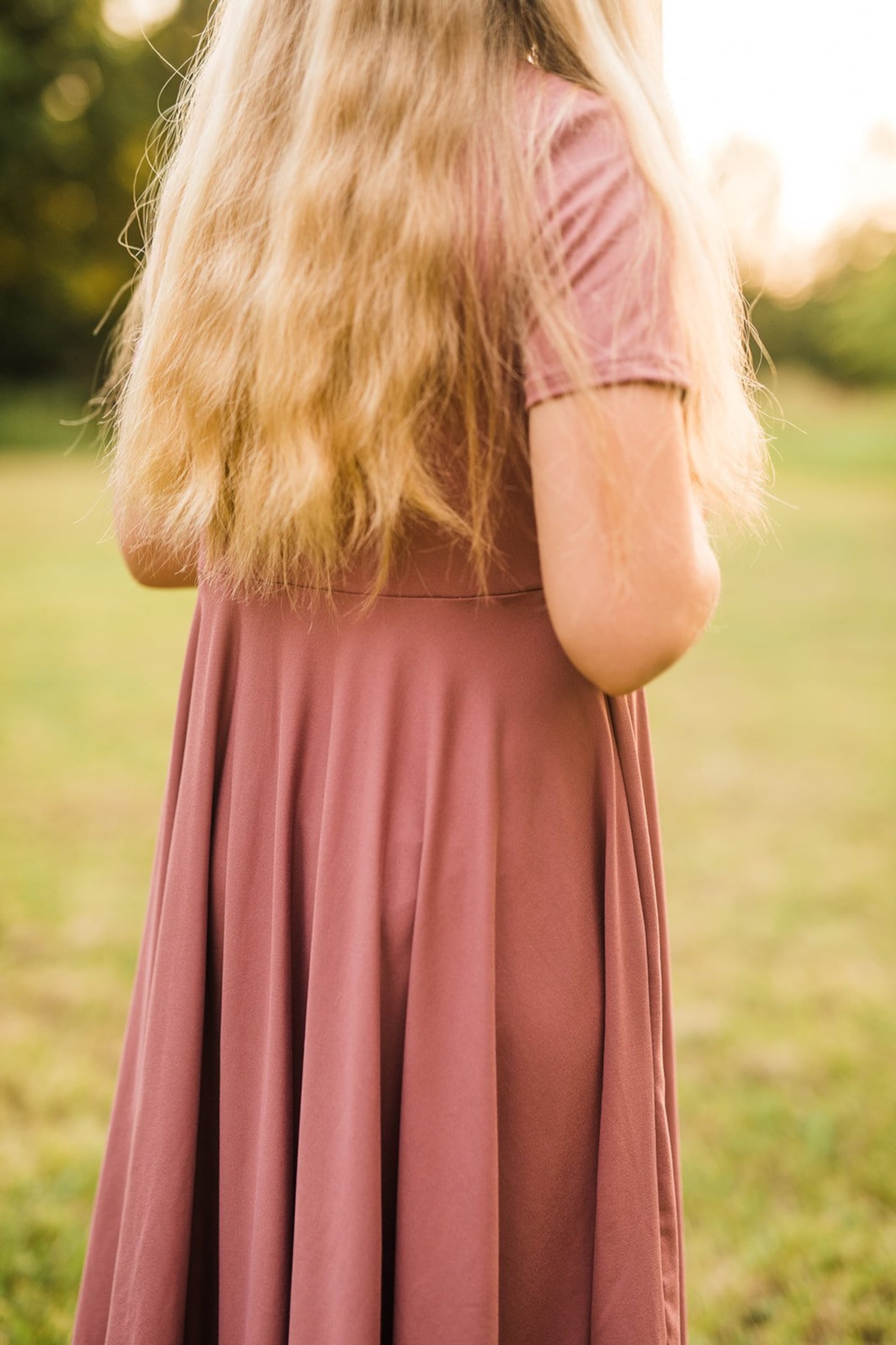Modest girls dress-twirl dress-tween-mauve solid-ready to | Etsy