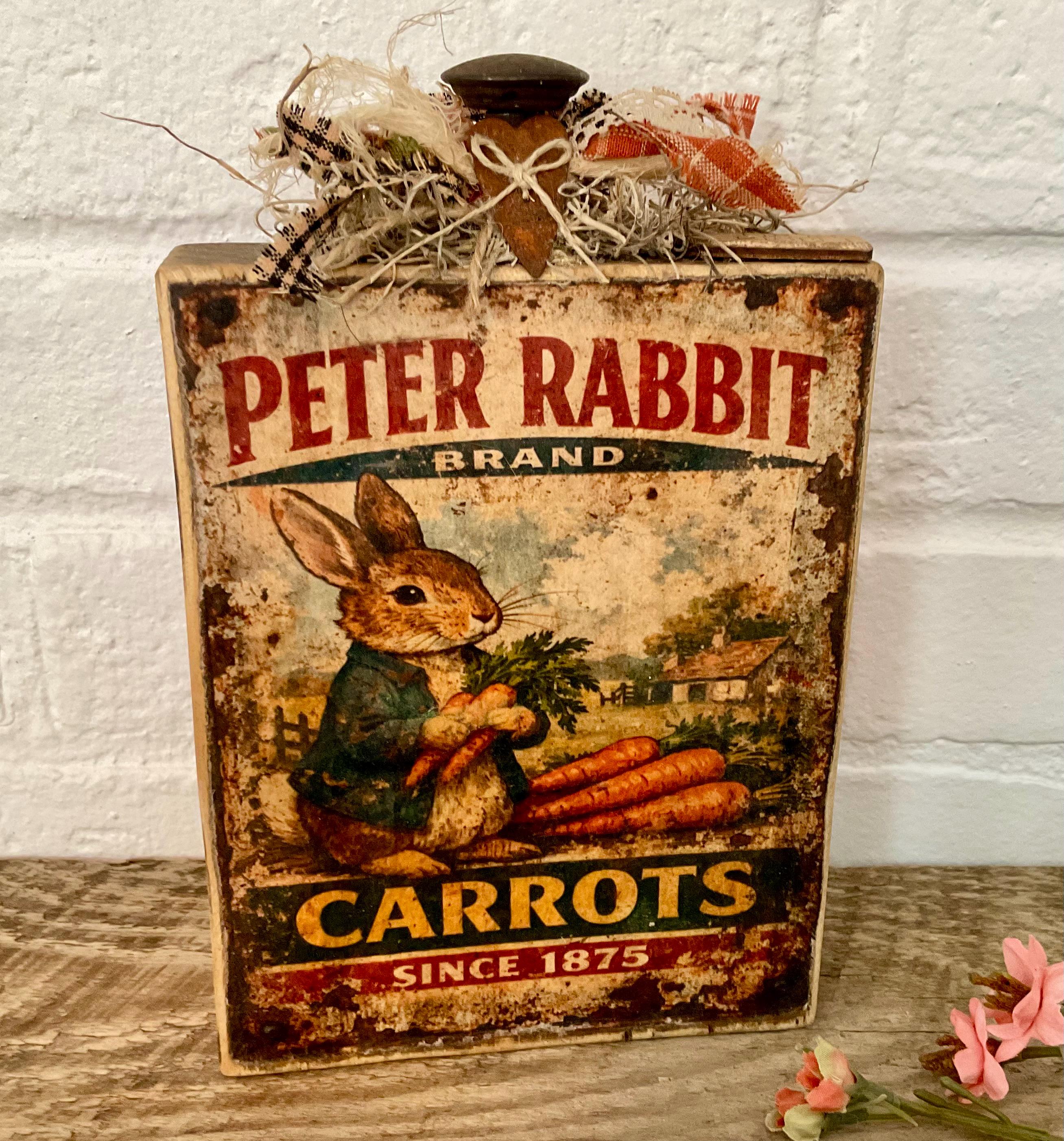 Peter Rabbit With Carrots Primitive Wood Craft - Etsy