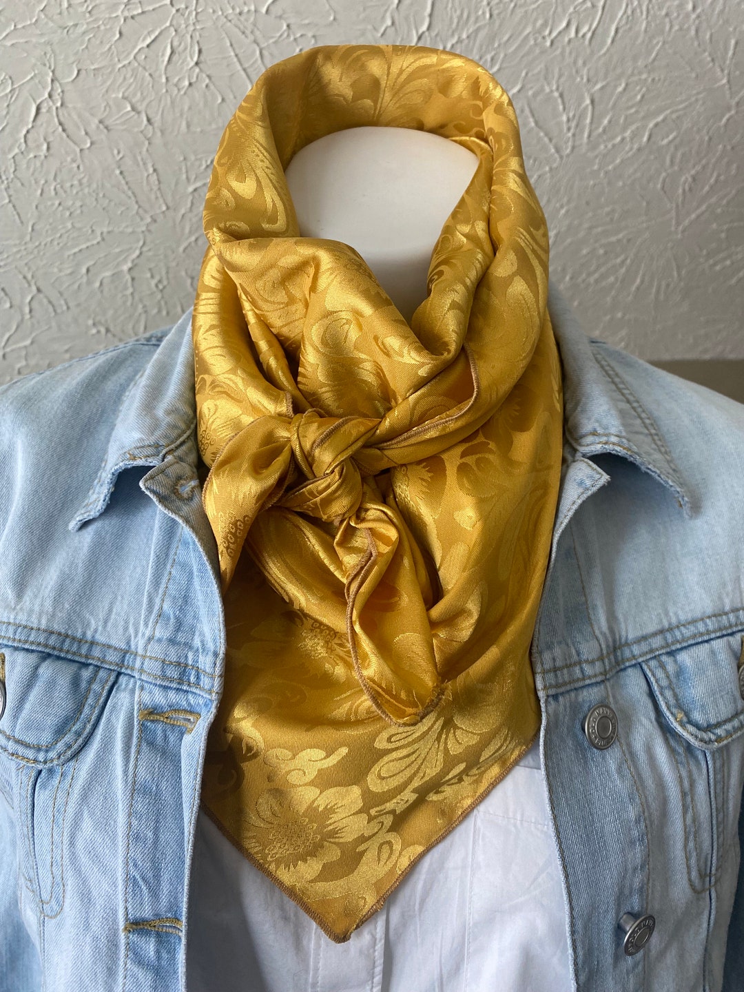 Gold Floral Wild Rag: Satin Jacquard - Etsy
