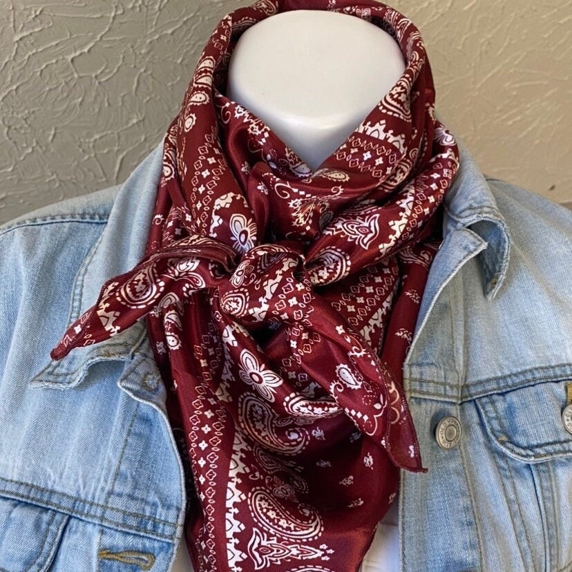 Bandana Print Wild Rag: Satin Charmeusesquare Scarf, Great Gift - Etsy