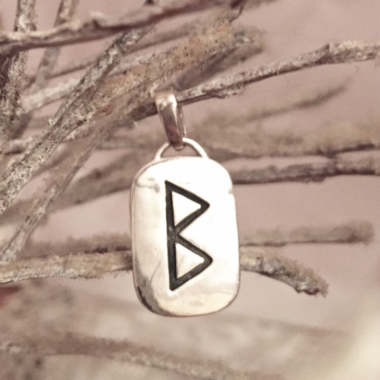 Berkana Rune Pendant Double Sided Sterling Silver Talisman | Etsy