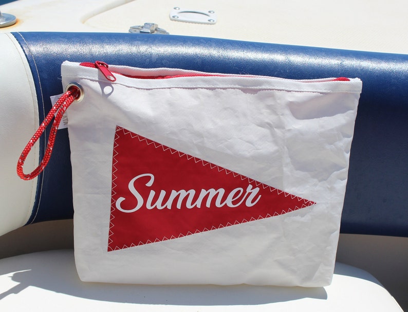 Recycled Sailcloth Wristlet: Nautical Sailor Bag, Summer Purse - Etsy