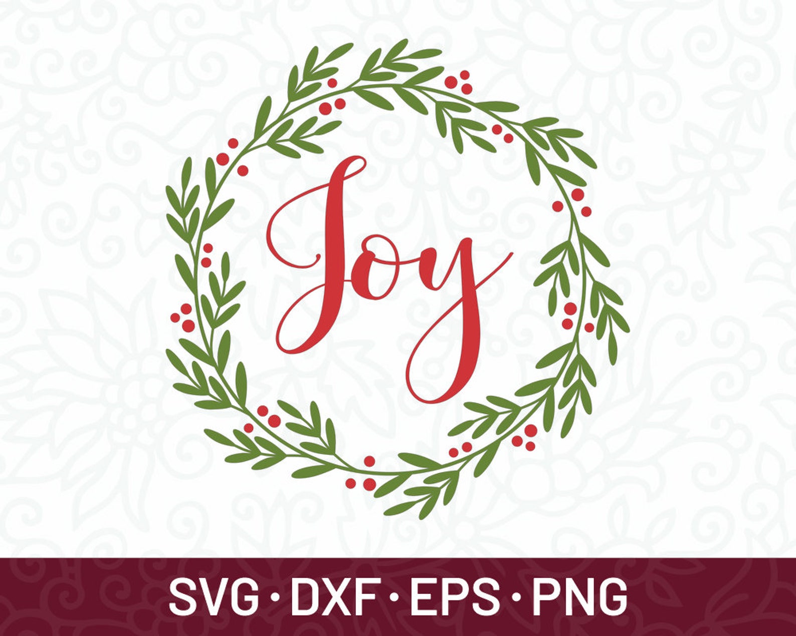 Joy Wreath Svg, Joy Svg , Holly Wreath Svg, Joy Decor Svg, Christmas ...