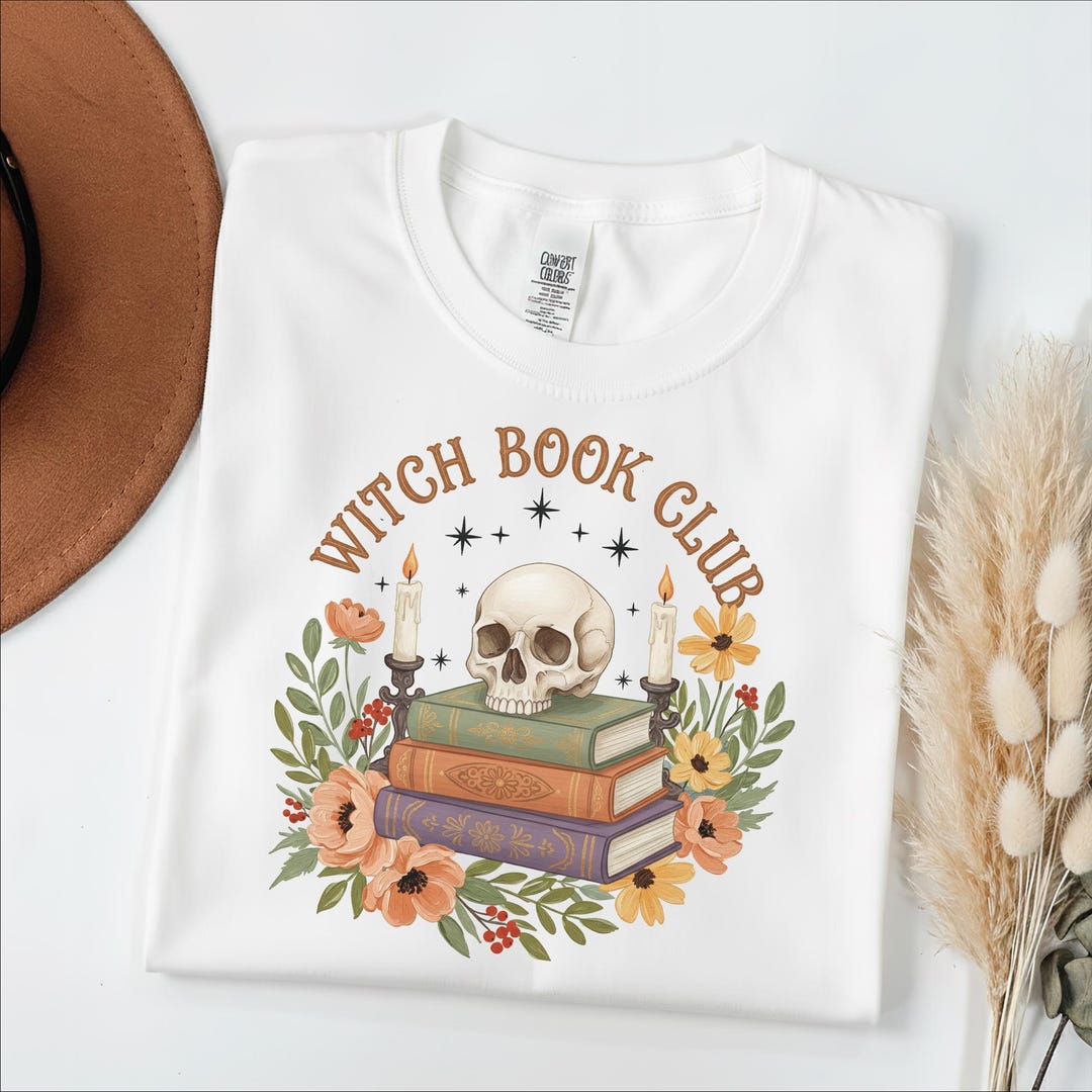 Witch Book Club Floral PNG, Skull Books & Flowers Sublimation ...
