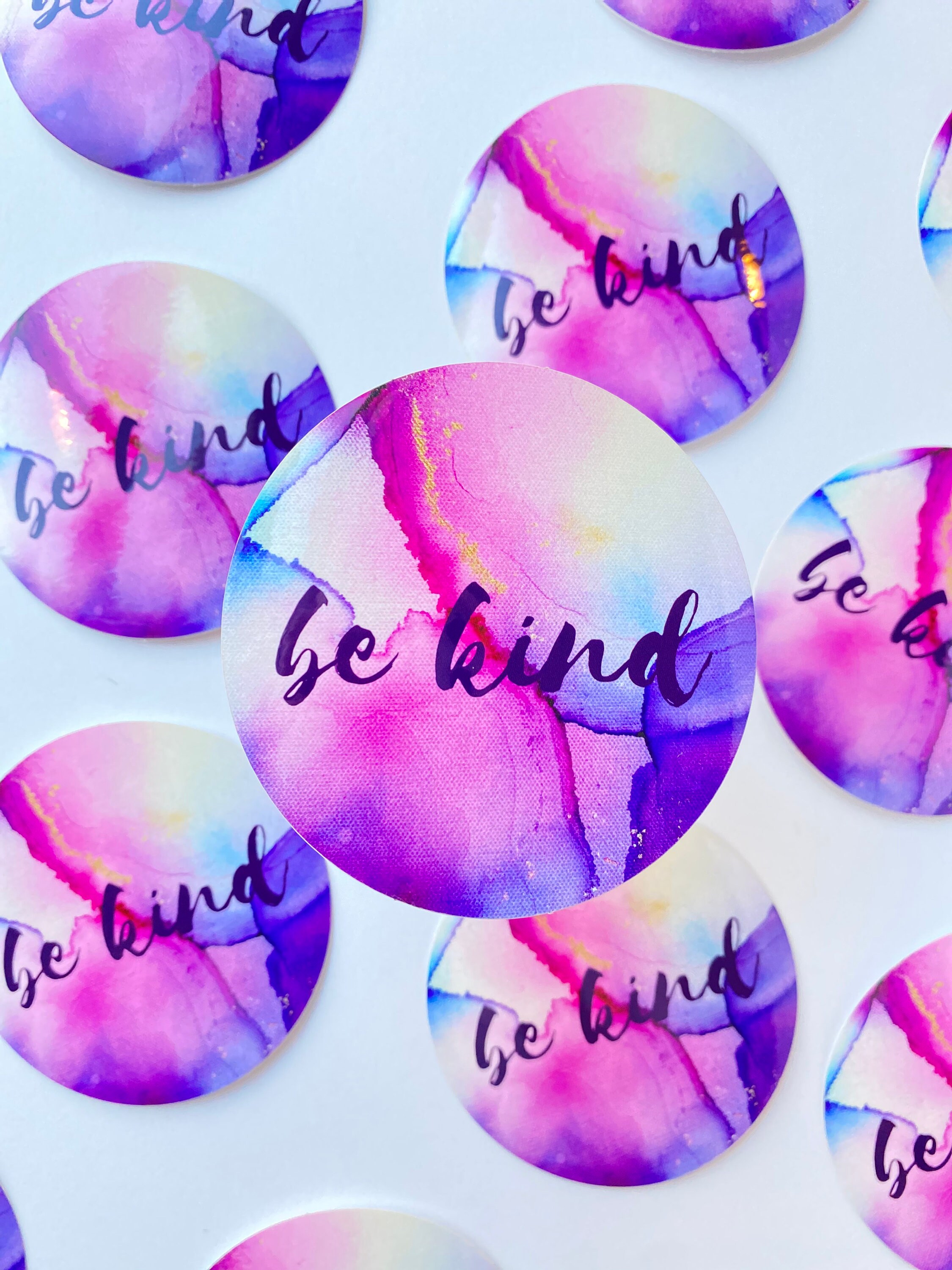 Be Kind Sticker, Waterproof Sticker, Painting, Custom Sticker, Circular ...
