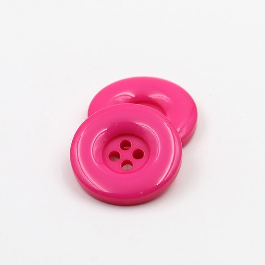 15 Buttons 23 Mm Round Pink Resin - Etsy