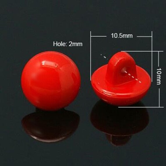 25 Buttons 10 Mm 0.4 Inch Round Hemisphere Red Acrylic - Etsy