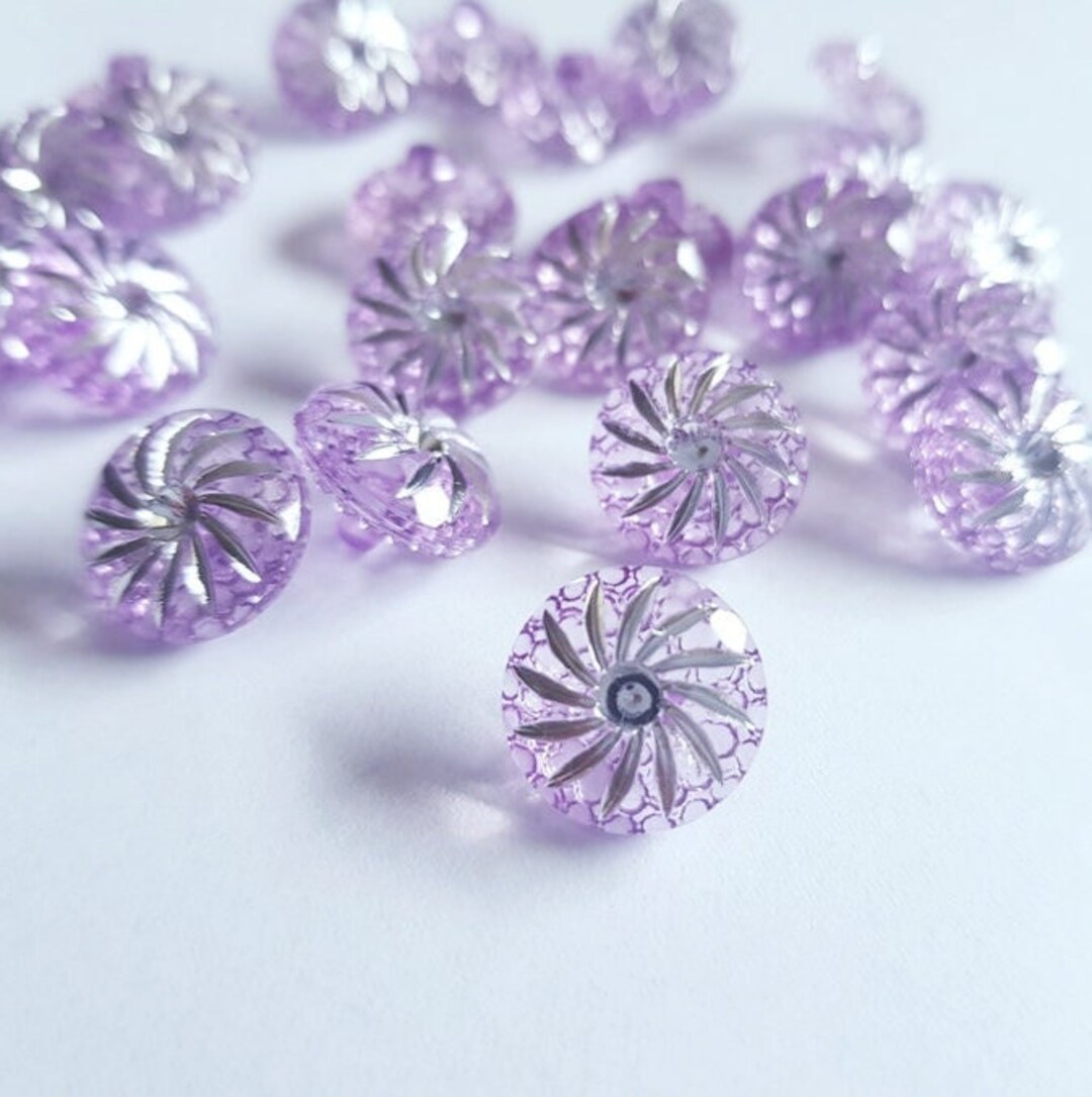 25 Buttons 13 X 8 Mm 0.5 Inch Round Light Purple / Silver Acrylic - Etsy