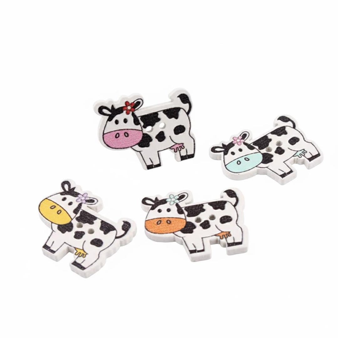15 Wooden Buttons Cow 27 Mm X 22 Mm / Cows, Wood White Black Colored - Etsy