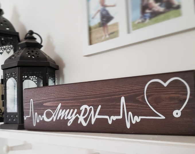 Custom Nurses Sign//wooden Custom Nurses Sign//ekg Nurses Sign//rn Sign ...