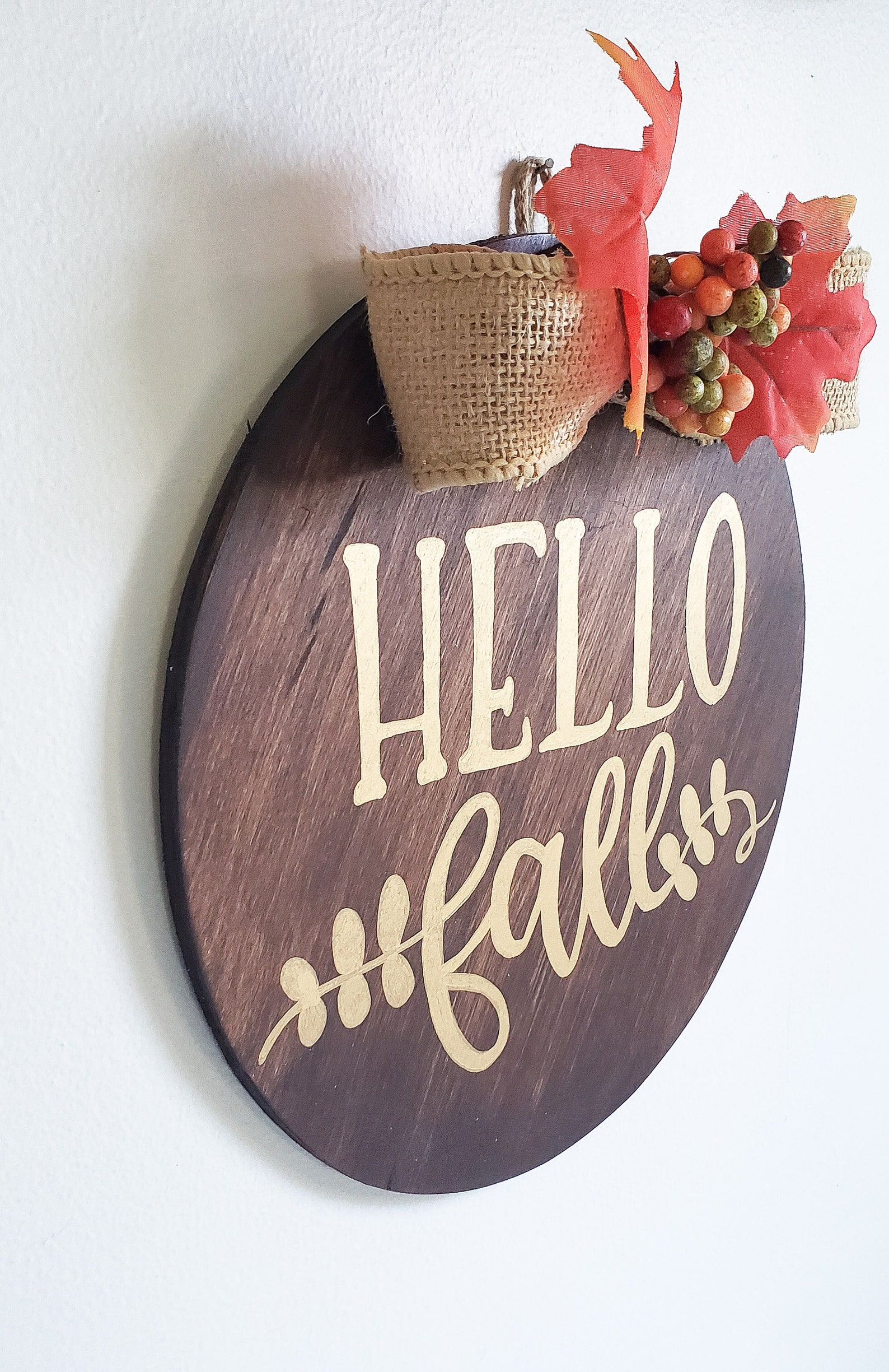Hello Fall Sign//circular Hello Fall Sign//fall Sign//wooden - Etsy ...