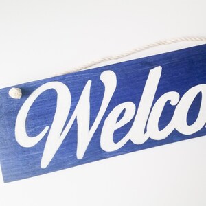 Welcome Sign//porch Decor//blue Welcome Sign - Etsy