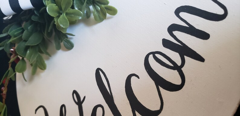 Black and White Welcome Sign//welcome Sign//circular Welcome - Etsy