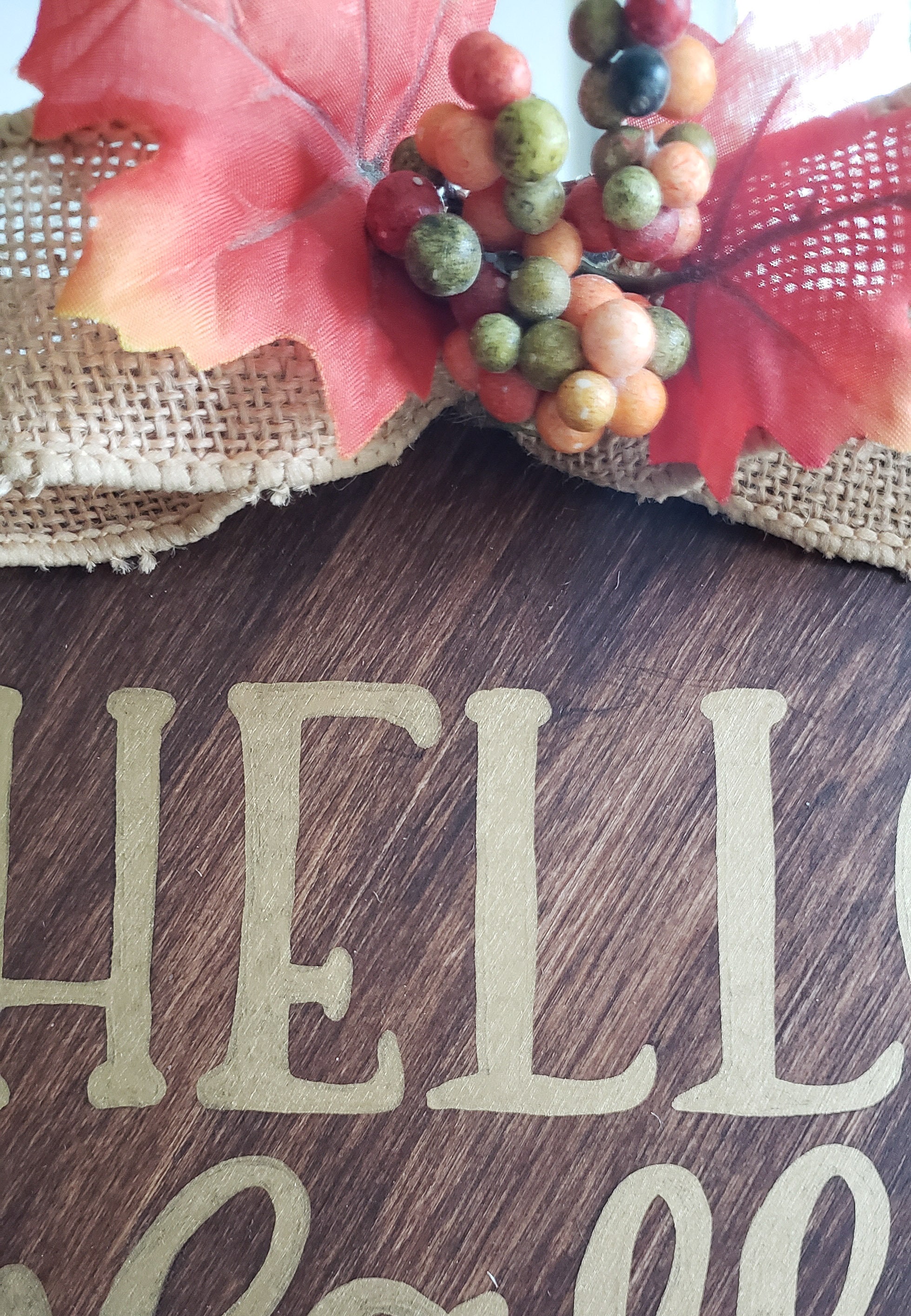 Hello Fall sign//Circular Hello Fall sign//Fall sign//Wooden | Etsy