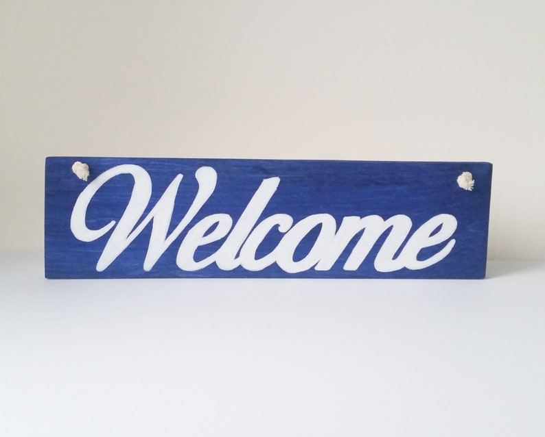 Welcome Sign//porch Decor//blue Welcome Sign - Etsy