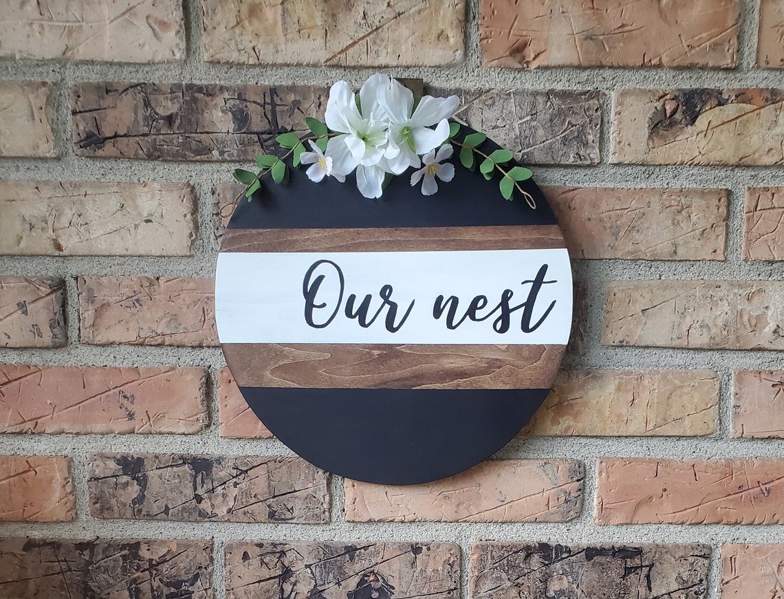 Our Nest Sign//circular Our Nest Sign//wooden Our Nest | Etsy
