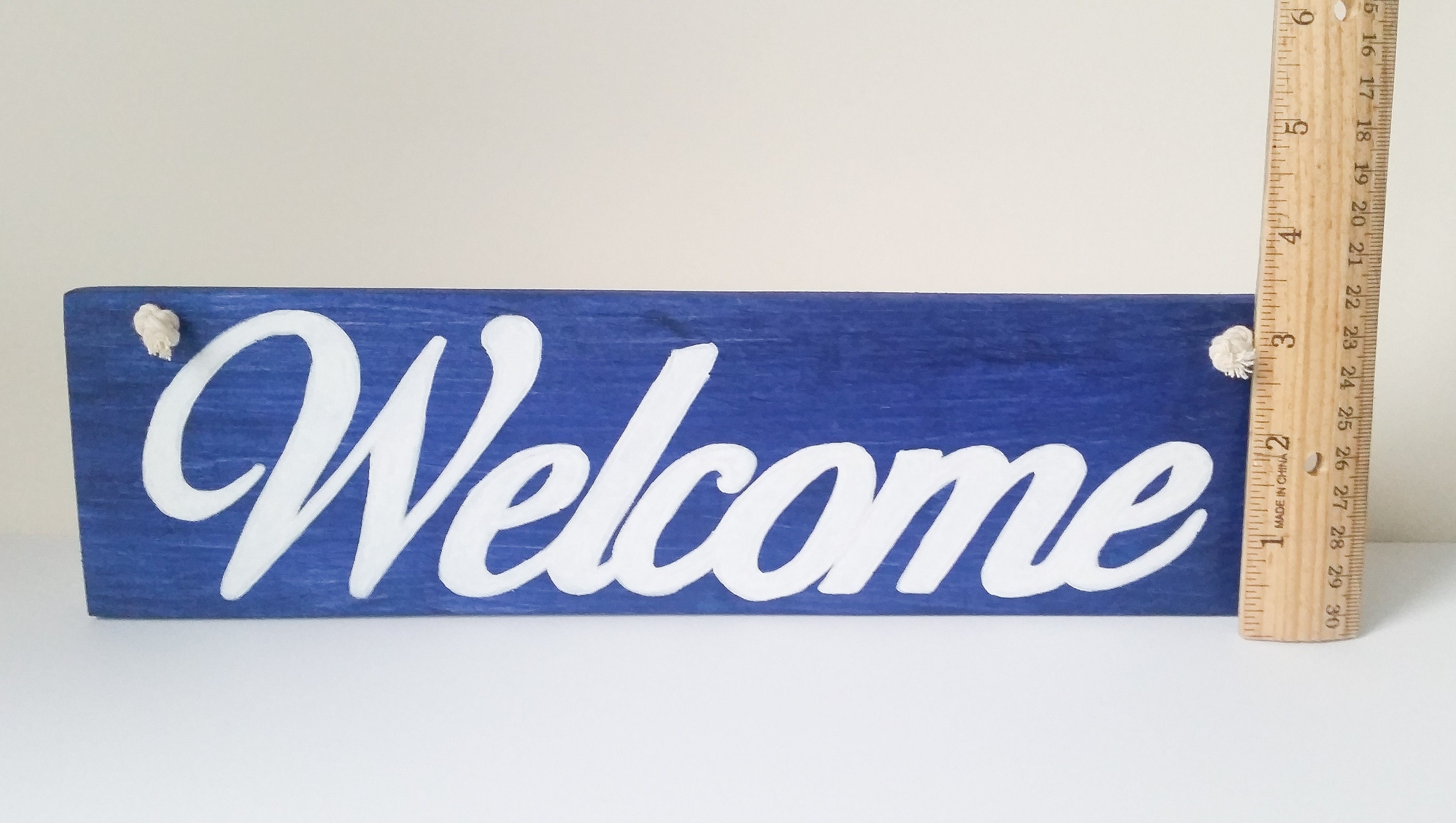 Welcome Sign//porch Decor//blue Welcome Sign - Etsy