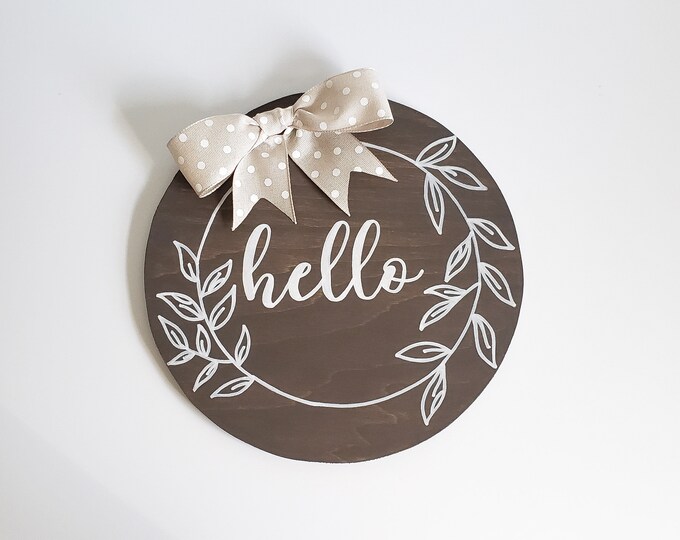 Hello Sign//wooden Hello Sign//circular Hello Sign//hello - Etsy