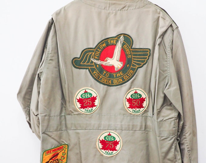 Vtg Falcon Brand SE Woods Hunting Jacket PITA Victoria Gun Club Patches ...