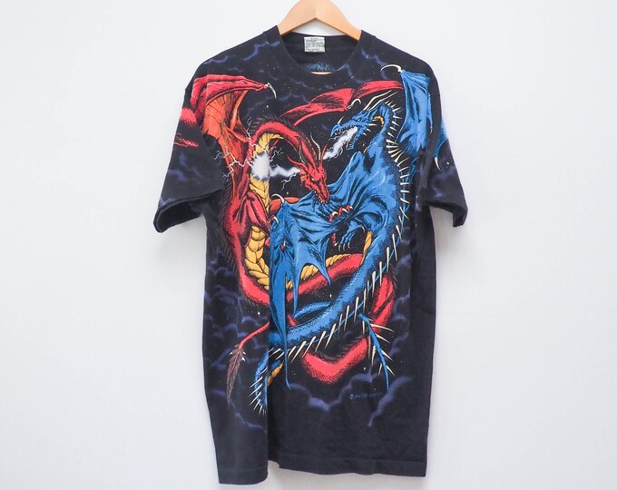 90s Liquid Blue Dragon Shirt XL Liquid Blue Dueling Dragon Tshirt ...