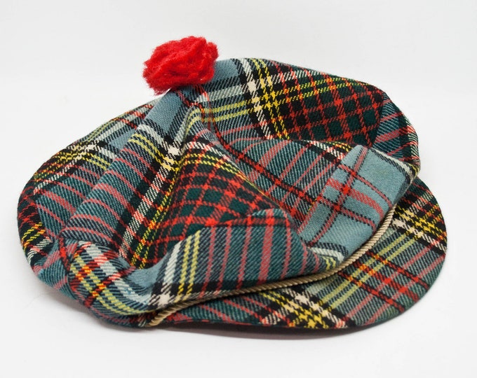 TOTEM Tartan Wool Golf Hat - Vtg Scottish Style Pom Pom Cap - Adult One ...